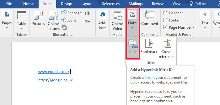 How to create a Hyperlink in Microsoft Office Word – Tech Enthusiast UK ...