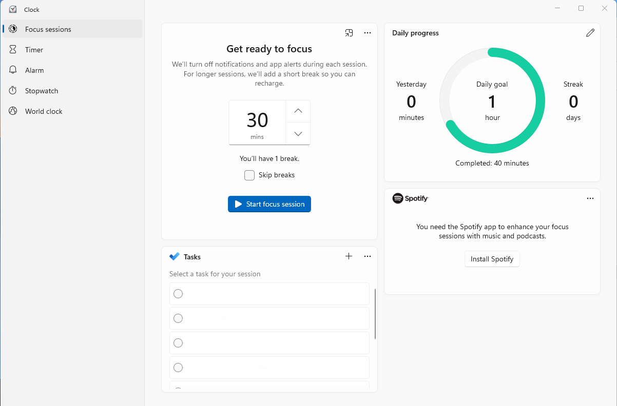 Focus session in Windows – Tech Enthusiast UK blog
